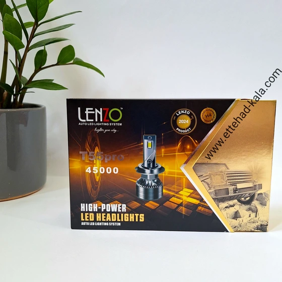 خرید و قیمت هدلایت H4 (3 خار)T55 PRO LENZO مناسب پراید-ساینا-کوییک-پژو 405-تندر | ترب