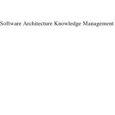 خرید و قیمت دانلود کتاب Software Architecture Knowledge Management: Theory and Practice ویرایش 1 ...