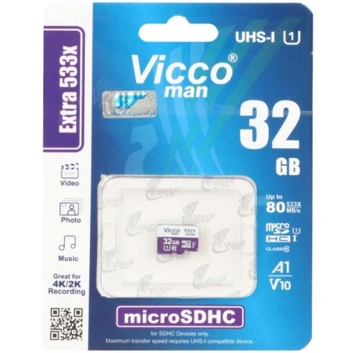 خرید و قیمت کارت حافظه microSDHC ویکو من مدل Extra 533X کلاس 10 استاندارد UHS-I U1 سرعت 80MBps ...