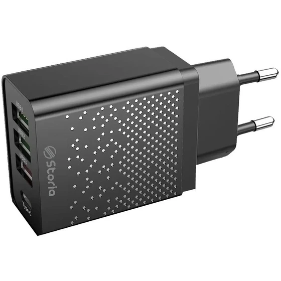 خرید و قیمت شارژر دیواری 38 وات استوریا 4 پورت مدل ST-BC02 مشکی | ترب