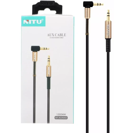 خرید و قیمت کابل صدا 1 متری NITU AUX مدل 002- مشکی طلایی | ترب