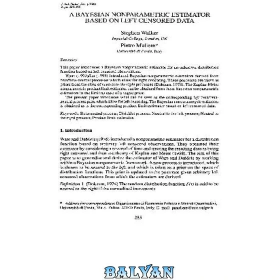 خرید و قیمت دانلود کتاب A Bayesian Nonparametric Estimator Based On
