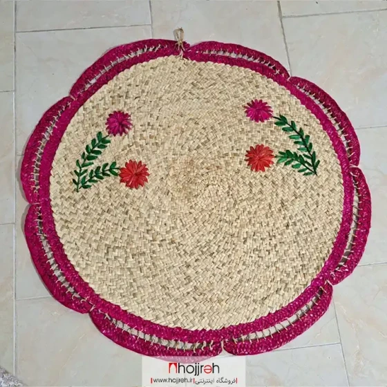خرید و قیمت سفره حصیری 100 سانتی گل دار دور دالبر کد SNV110 | ترب