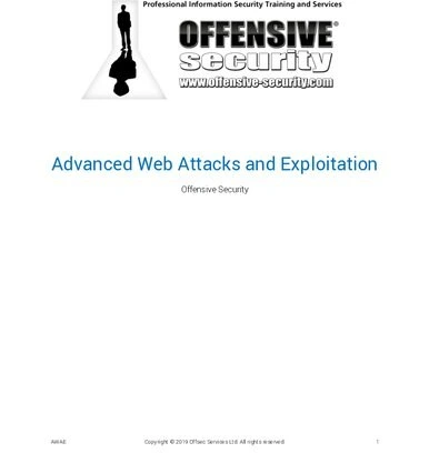 خرید و قیمت دانلود کتاب Advanced Web Attacks and Exploitation (AWAE ...