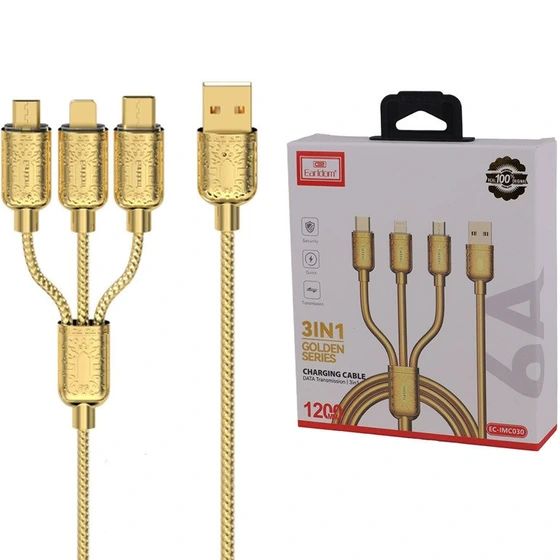 خرید و قیمت کابل 3 سر فست شارژ Earldom EC-IMC030 6A 1.2m | ترب
