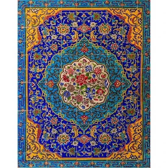 خرید و قیمت تصویر با کیفیت نمایی از کاشی لعابدار بسیار زیبا با نقوش