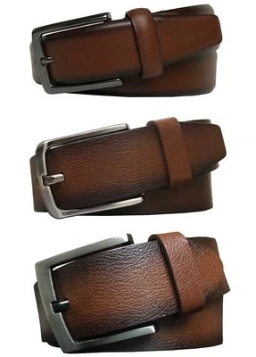 خرید و قیمت GoDeri ست چرم اصل 3 کمربند قهوه ای سازگار با تمام شلوارها | ترب