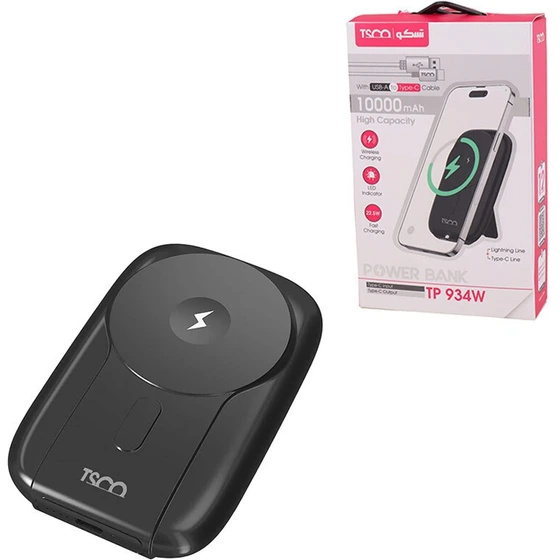 خرید و قیمت پاور بانک شارژ وایرلس دار 10000mAh تسکو مدل TSCO TP 934W | ترب