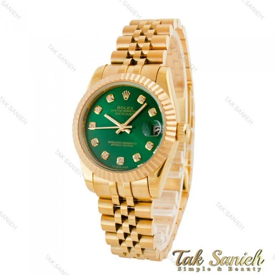 خرید و قیمت ساعت رولکس زنانه طلایی صفحه سبز مدیوم Rolex-4517-M-L | ترب