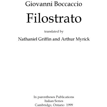 خرید و قیمت دانلود کتاب Filostrato, translated by Nathaniel Griffin and ...