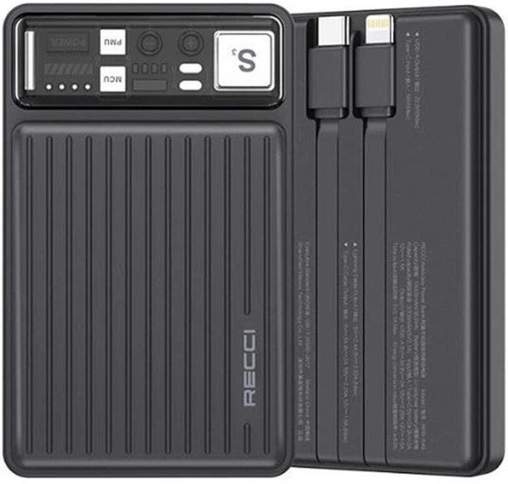 خرید و قیمت پاور بانک تایپ سی و یو اس بی 22.5 وات 10000 همراه با کابل تایپ سی و لایتنینگ رسی RPB ...