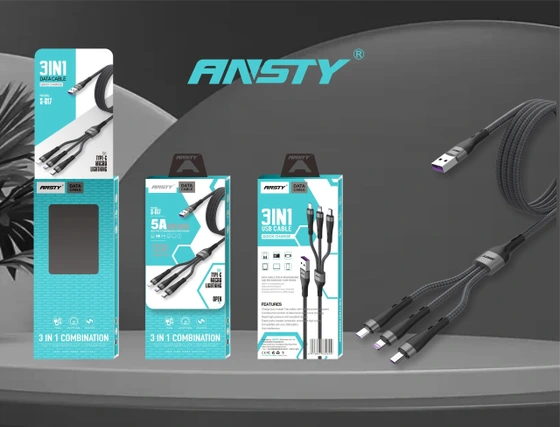 خرید و قیمت کابل شارژ سه کاره Ansty S-017 | ترب