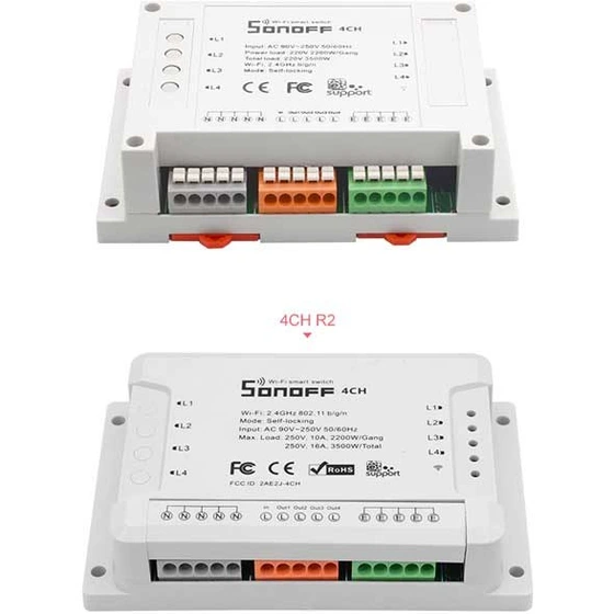 خرید و قیمت رله چهار پورت وای فای ورژن یک سان آف Sonoff 4CH R1 | ترب