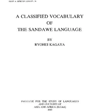 خرید و قیمت دانلود کتاب A Classified Vocabulary of the Sandawe Language ...