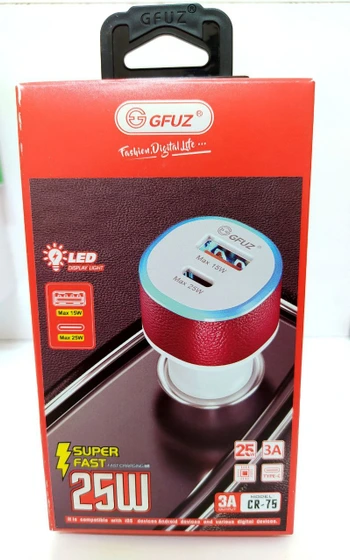 خرید و قیمت شارژر فندکی GFUZ مدل CR-75 ویژگی درگاه تایپ سی PD توان 25 وات | ترب