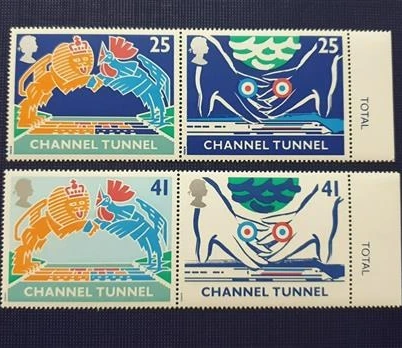 خرید و قیمت سری تمبر تونل مانش ، دو بدو چسبیده، انگلیس | ترب