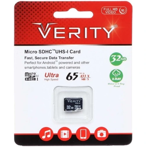 خرید و قیمت کارت حافظه Micro U1 وریتی مدل Pro کلاس 10 استاندارد UHS-I U1 سرعت 65MBps ظرفیت 32 ...