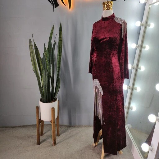 خرید و قیمت لباس مجلسی مخمل مدل طاوووس | ترب