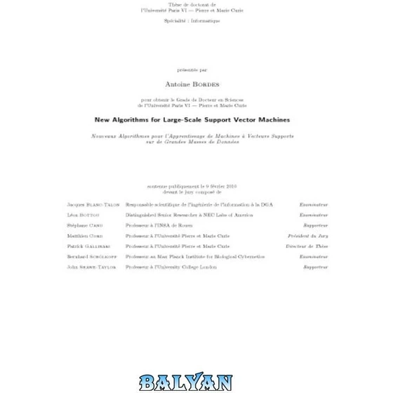 خرید و قیمت دانلود کتاب New Algorithms For Large Scale Support Vector Machines ترب