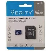 خرید و قیمت کارت حافظه Microsd وریتی (Verity) مدل U3/80m ظرفیت 64G به همراه آداپتور | ترب