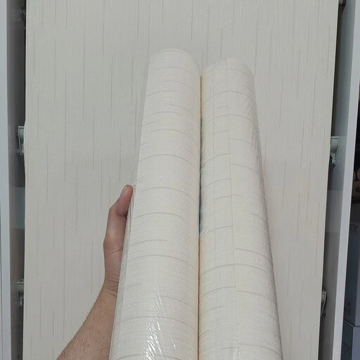 خرید و قیمت کاغذ دیواری ساده سفید شیری خارجی جنس Pvc قابل شستشو با کف