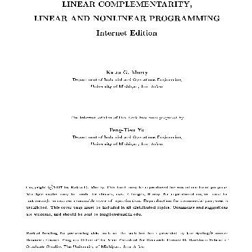 خرید و قیمت دانلود کتاب Linear Complementarity, Linear and Nonlinear Programming 1999 | ترب
