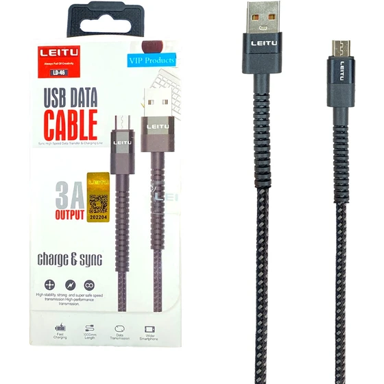 خرید و قیمت کابل شارژ اندروید LEITU مدل LD-46 | طول 100 سانتی متر | ترب