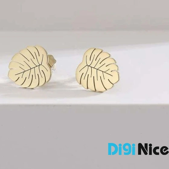 خرید و قیمت گوشواره میخی طلا 18 عیار طرح برگ (کد DN-GE0372) | ترب