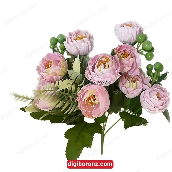 خرید و قیمت دسته گل مصنوعی مدل بوته نسترن 10 گل سایز گلبهی بنفش | ترب