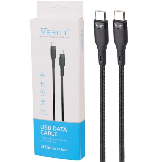 خرید و قیمت کابل شارژ Verity Type-C to Type-C مدل CB 3154 مشکی | ترب