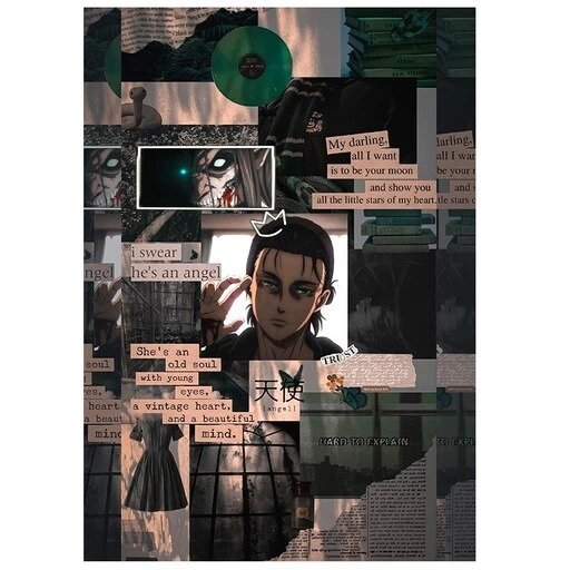 خرید و قیمت پوستر مدل پینترستی Pinterest طرح انیمه اتک ان تایتان Attack On Titan طرح ارن یگر