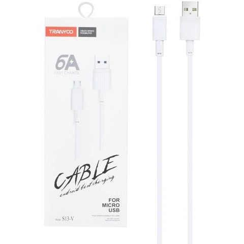 خرید و قیمت کابل شارژ فست میکرو TRANYOO مدل S13-V - سفید6امپر | ترب