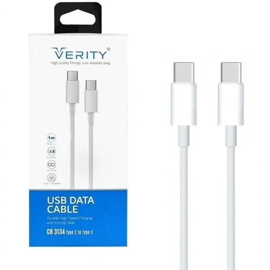 خرید و قیمت کابل تایپ سی به تایپ سی (Type-C to Type-C) وریتی (VERITY) طول 1 متر | ترب