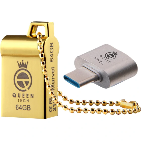 خرید و قیمت فلش مموری کوئین تک Queen Tech Marvel 64GB با مبدل USB-TYPE C | ترب