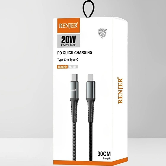 خرید و قیمت کابل شارژ TYPE-C 20W به TYPE-C رنجر مدل RENJER RJ-54 PD | ترب