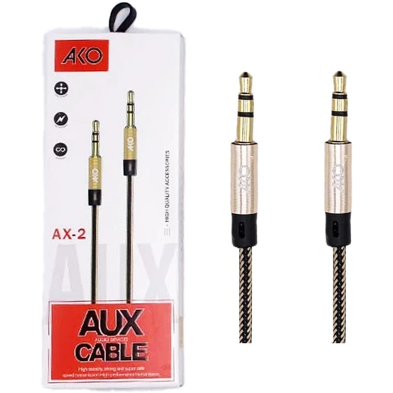 خرید و قیمت کابل Aux برند Ako مدل Ax-2 یکمتری کنفی سر فلزی | ترب