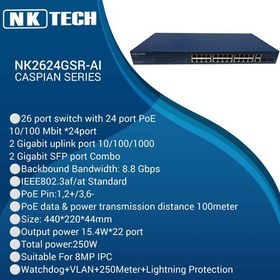 خرید و قیمت سوئیچ شبکه PoE انکاتک مدل NKTECH NK2624GSR-AI.پسکرایه | ترب