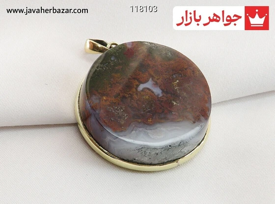 خرید و قیمت آویز طلاروس عقیق خزه ای کد 118103 | ترب