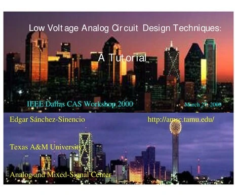 خرید و قیمت دانلود کتاب Low Voltage Analog Circuit Design Techniques: A Tutorial 2000 | ترب