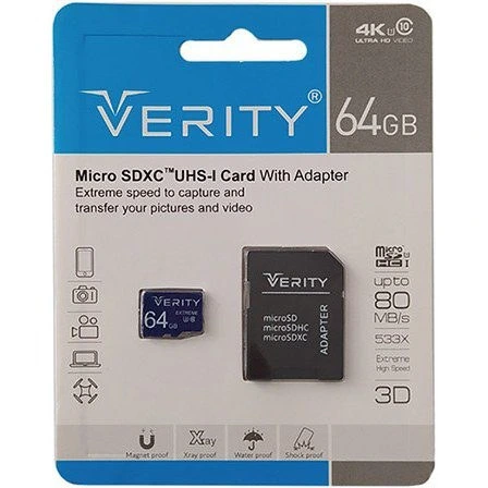 خرید و قیمت میکرو مموری MicroSD VERITY مدل 208A حافظه 64GB | ترب