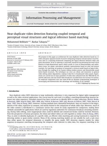 خرید و قیمت دانلود کتاب Near-duplicate video detection featuring coupled temporal and perceptual ...