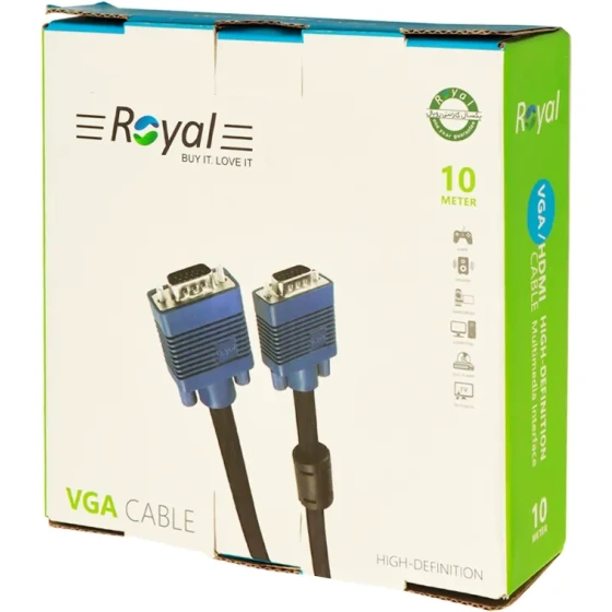 خرید و قیمت کابل VGA متراژ 10 برند ROYAL (3+4) | ترب