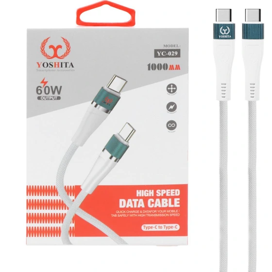 خرید و قیمت کابل شارژ فست YOSHITA Type-C To Type-C مدل YC-029 - سفید | ترب
