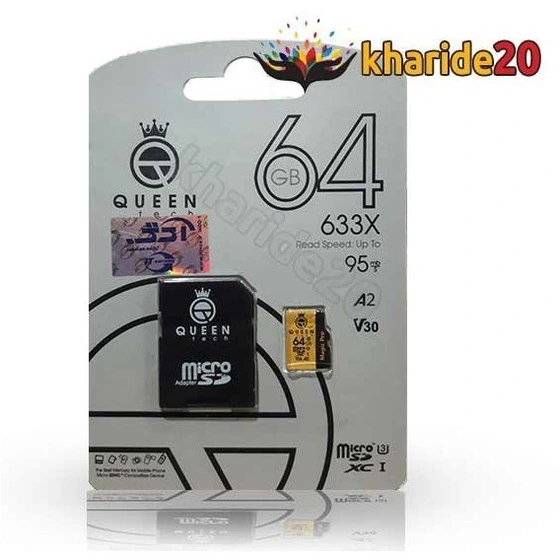 خرید و قیمت کارت حافظه میکرو queentech ظرفیت 64GB 633X سرعت 95mb با آداپتور | ترب