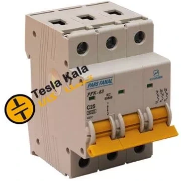 خرید و قیمت کلید مینیاتوری پارس فانال 3 پل 25 آمپر 6 کیلو آمپر PFN-63-C25 | ترب
