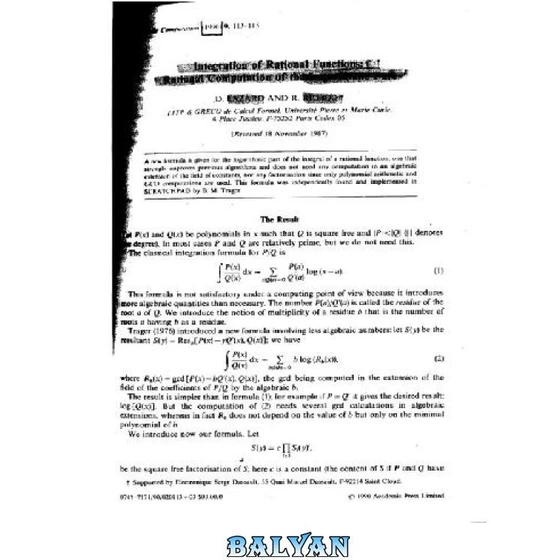 خرید و قیمت دانلود کتاب Integration Of Rational Functions A New